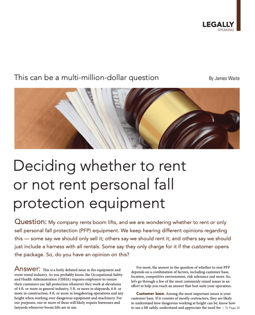 Deciding Whether to Rent or Not Rent Personal Fall Protection Equipment ...